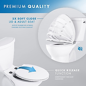 Benkstein Quick Release Toddler Toilet Seat Attachment - Heavy Duty Potty Training Seat - Soft Close Toilet Seat with Toddler Potty Seat For Toilet - Elongated Toilet Seat with Toddler Seat