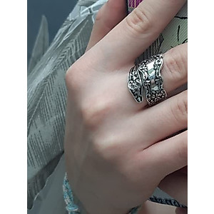 ZhxshwHdd adjustable spoon rings for women men silver vintage (Alloy1, 6)