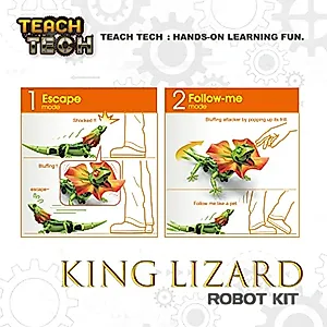 Elenco Teach Tech King Lizard, Interactive Lizard Robot Kit, STEM Creative Toys for Kids 10+ includes Assembly Parts