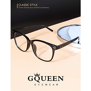 GQUEEN Fake Glasses Oversized Non Prescription Glasses Clear Lens Glasses for Women Men Eyeglasses Glossy Black, 201581
