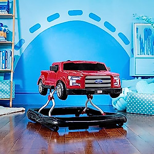 Bright Starts Ford F-150 4-in-1 Red Baby Activity Center & Push Walker with Removable Interactive Steering Wheel -Toy, 6 Months and up