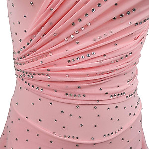 Women Figure Skating Dress Competition Costume Rhythmic Shiny Rhinestones Cracked Ice Skating Leotard Dress Pink