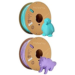 Polymaker Matte PLA Filament 1.75mm PLA Bundle of 2, 1kg Carton Spool PLA Filament 1.75 - PolyTerra PLA 3D Printer Filament Bundle, Print with Most 3D Printers Using 3D Filament, 2 Colors