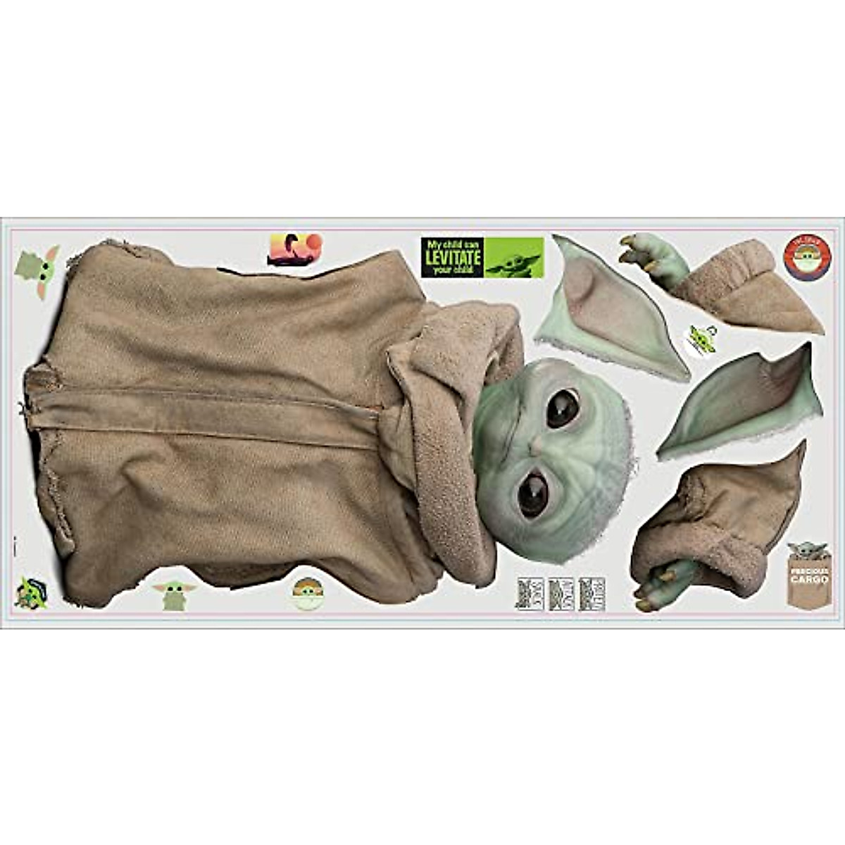 RoomMates RMK4456GM The Mandalorian: Baby Yoda Grogu | The Child Giant Peel and Stick Wall Decals, Green, Tan, Giant Wall Decal