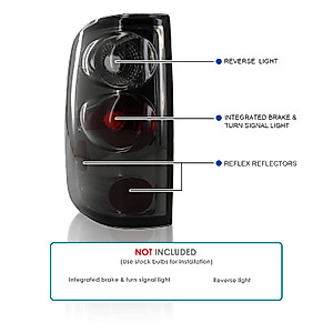 SPEC-D TUNING Smoke Lens Tail Lights Compatible with 2004-2008 Ford F-150 Styleside, Left + Right Pair Assembly