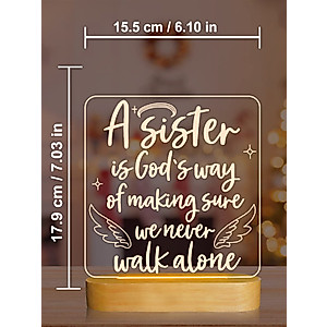 Ammonite Sister 3D Lamp Night Light Warm White Wooden Base Lamps Funny Birthday Gift, Galentine's Day Thanksgiving Gift