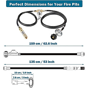 Uniflasy Fire Pit Installation Kit for Propane Connection, Come with 1/2 Key Valve Air Mixer Valve Regulator Hose, Ignition Kit with 2 Outlet and Ground Wire