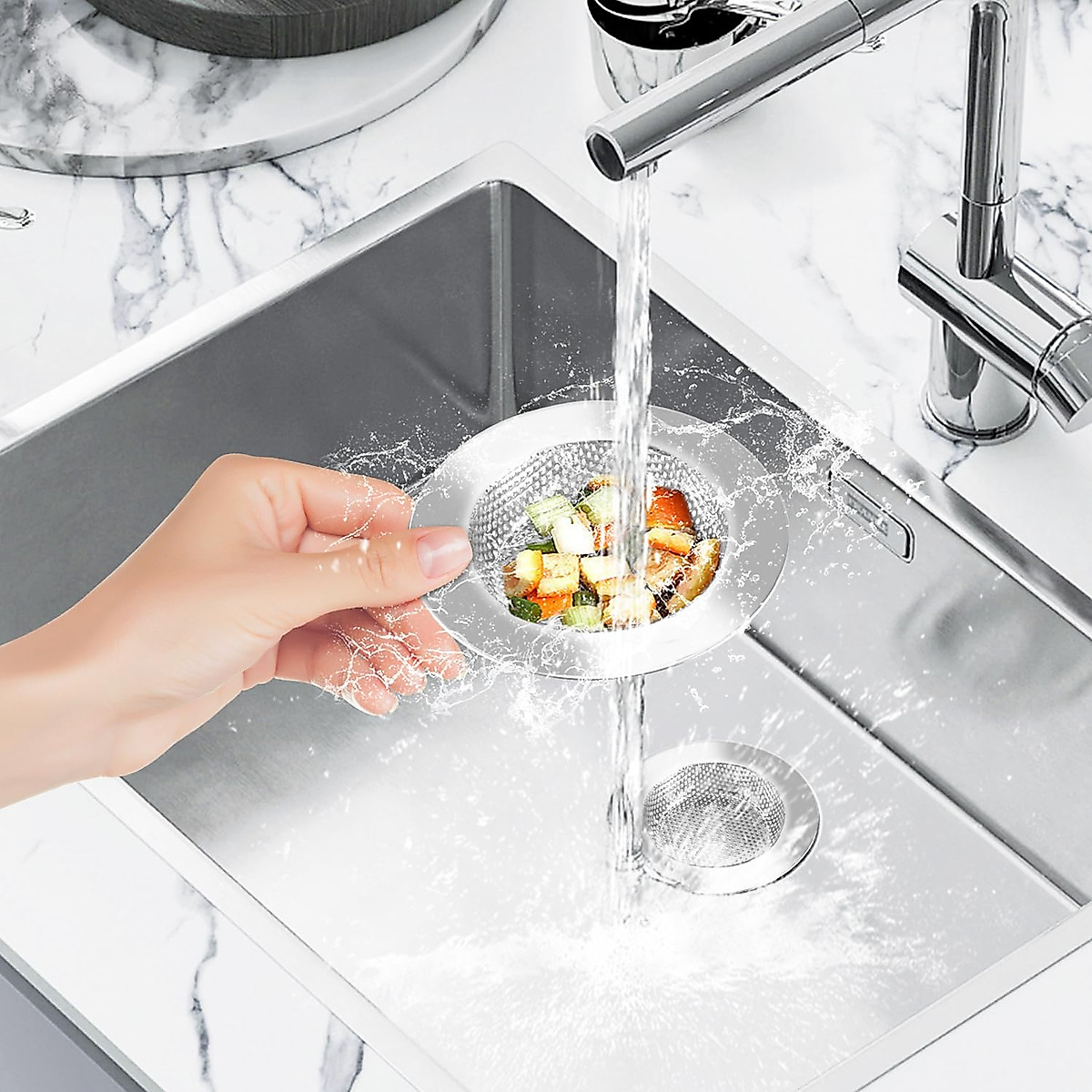 2PCS Kitchen Sink Strainer, Universal Sink Drain Filter, Sink Basket Strainer, 4.5 Inch Stainless Steel Sink Drain Strainer, Food Catcher for Kitchen (Strainers)