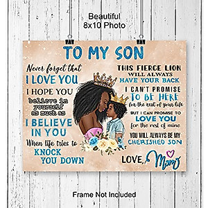 African Americans Mother Wall Art & Decor - Black women Wall Art - Nursery Decor - Little Boy Bedroom Decor - Baby shower Gift - Mother Son Life Empowerment Inspirational Quotes Poster UNFRAMED 8x10