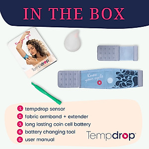 Tempdrop Fertility and Ovulation Digital Thermometer Tracker – Wearable Basal Body Temperature (BBT) Monitoring Sensor and Fertility Charting App Includes Comfortable Armband (S/M – 8.5-15.5 inch)