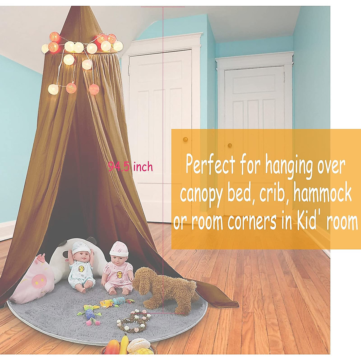 Kid Bed Canopy Baby Bedding Round Dome Bed Canopy Room Decoration, Bed Curtains Kids Play Tent Hanging Tent Net, Bedroom Canopy for Baby Kids Reading Playing Sleeping