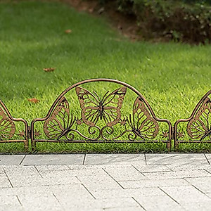Gardenised QI004110.6 Decorative Butterfly Design Fence Garden Edging Landscape Border Path Panel, Pack of 6, Bronze