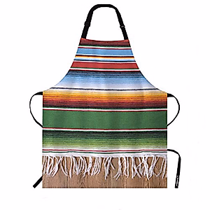 WONDERTIFY Mexican Style Apron,Traditional National Blankets Colorful Lines Bib Apron with Adjustable Neck for Men Women,Suitable for Home Kitchen Cooking Waitress Chef Grill Bistro Baking BBQ Apron