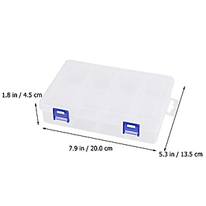 SEWACC Transparent Plastic Storage Box 8 Grids Portable Organizer Box with Adjustable Dividers Clear Crafts and Jewelry Storage Box for Beads Earring