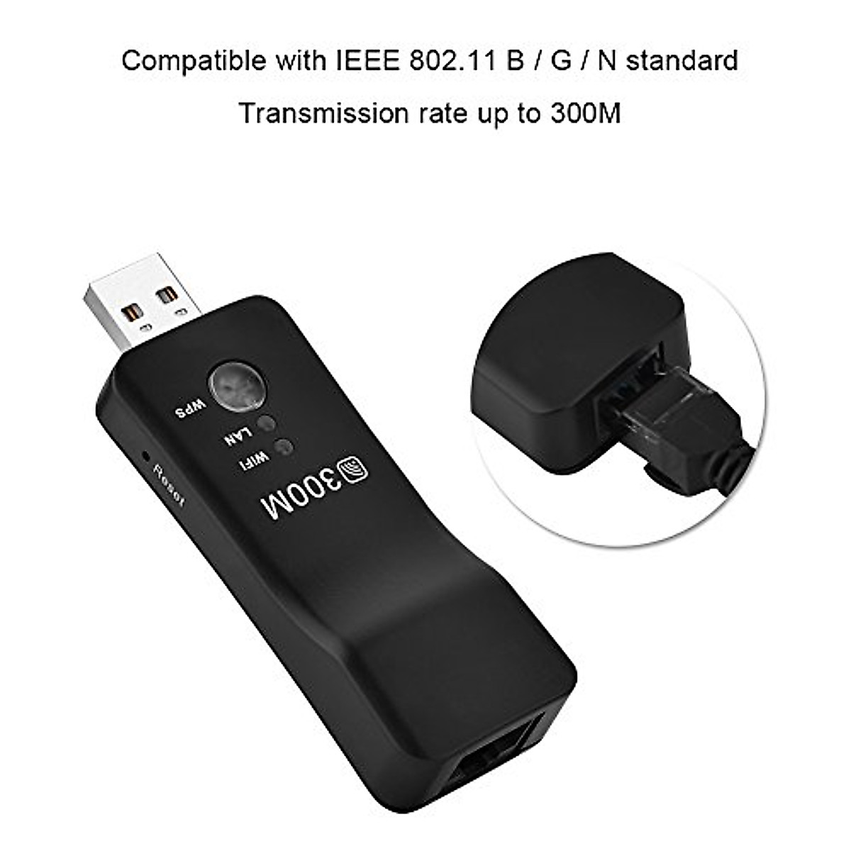 Mini WiFi Range Extender, 300M High Speed USB Wireless Repeater WiFi Booster Signal Amplifier for Smart TV, Laptop, Mobile Phone, Tablet (Black)