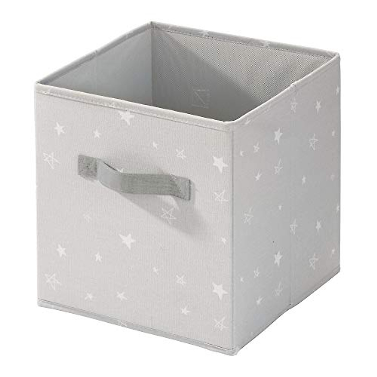 iDesign Star Fabric Storage Cube Bin, Small Basket Container with Dual Side Handles for Closet, Bedroom, Toys, Nursery - Gray