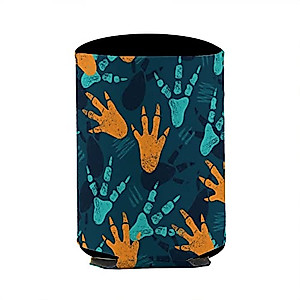 Can Cooler Sleeves Coozies for Cans And Bottles Insulators Dinosaur Footprint Tracks Print PVC Elastic Reusable