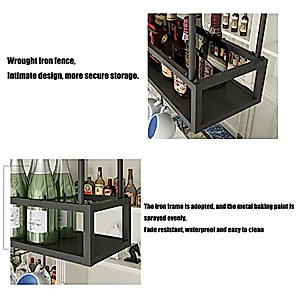 DICKIS Hanging Wine Rack with Glass Holder and Shelf, Adjustable Height and Width Metal Ceiling Bar Wine Glass Rack, Industrial Wall Mounted Wine and Glass Rack (Color : Black, Size : 100x25x21cm)