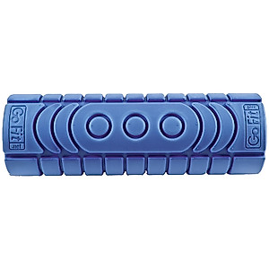 GoFit Deep Tissue Muscle Roller - 12" Go Roller w/ Ultra Fin Core & Myofascial Release Ball, Blue