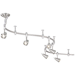 Pro Track Track Light Fixture - 6 Head Light, Brushed Nickel, Adjustable Monorail Modern LED Track Light for Ceilings, Kitchen Islands, Bedrooms, Foyers, and Living Rooms - 108" Wide, 9 1/4" High