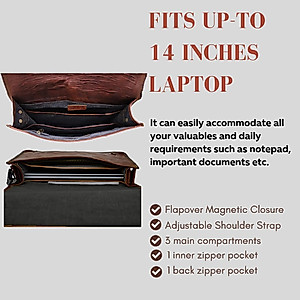 Madosh Leather Messenger Bag for Men Brown Handmade Shoulder Bag Travel Work Business Crossbody Bag