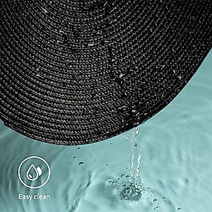 FunWheat Round Braided Placemats Set of 4 Table Mats for Dining Tables Woven Washable Non-Slip Place mats 15Inch (Black, 4pcs)