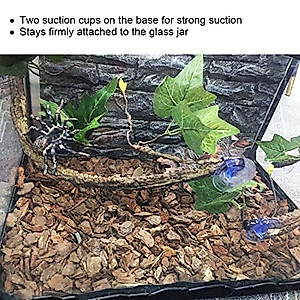 plplaaoo 2Pcs Reptile Corner Branch Terrarium Plant Decoration with Suction Cup Resin Plant, Reptile Terrarium Climb Corner Tree Branch for Amphibian Lizard Snake Gecko Habitat Decoration Accessory