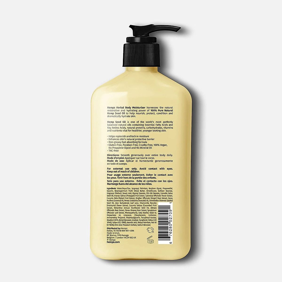 Hempz Sweet Pineapple & Honey Melon Moisturizing Skin Lotion, Natural Hemp Seed Herbal Body Moisturizer with Jojoba, Natural Extracts, Vitamin A and E, 17 oz, 2 Pack Bundle