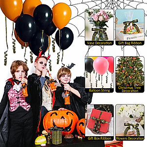 OMISELIO Black and Gold Ribbon, Black Ribbon, Curling Ribbon, Shiny Curling Ribbon for Gift Wrapping, Balloon Ribbon, Balloon String, Curly Ribbon for Halloween, Graduations, Christmas (219 Yard)