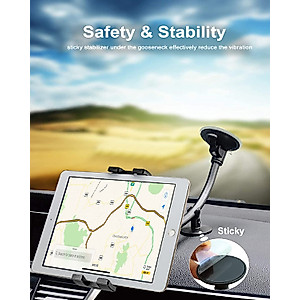 woleyi Windshield Car Tablet Mount, Car/Truck Window Dashboard Tablet Holder with Long Arm Suction Cup, Compatible with iPad Pro/Air/Mini, Galaxy Tab/Z Fold, iPhone, More 4-13" Cell Phones and Tablets