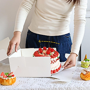 Moretoes 15 Sets Cake Boxes, 10x10x5 Inches Bakery Boxes with Cake Boards, Cake Boxes 10 Inch with Stickers Disposable Cake Containers with Lids for Valentine's Day Mother's Day Cheesecake, Cakes
