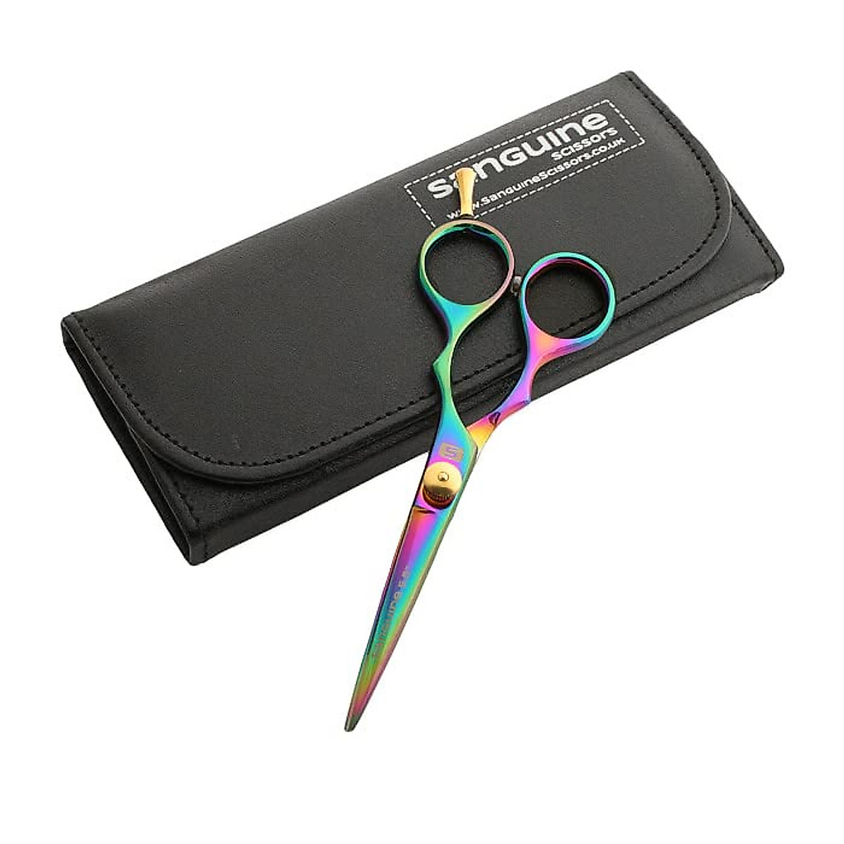 Beard Trimming Scissors, Mustache Scissors, Titanium - 5.5" (14cm) + Presentation Case and Tip Protector