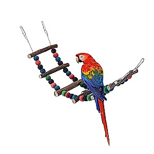 Bird Ladder Parrot Toys Bird Ladder Bridge, Parrot Nature Wood Perch Hamster Rats Climbing Ladders Swing Toys for Cockatiel Grey Parrot Parakeet(55)