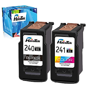 HavaTek Remanufactured Ink Cartridge Replacement for Canon PG-240XL CL-241XL for Pixma MG3620 MG3600 MX452 MG2120 MG3520 MX472 MG3220 MX432 MG2220 MX512 MG3122 MG3222 MG3120 Printer (1 Black, 1 Color)