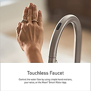 Moen Nio Spot Resist Stainless Contemporary Smart Faucet Touchless Pull Down Sprayer Kitchen Faucet with Voice Control and Power Boost, S75005EVSRS