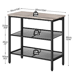 HOOBRO Side Table, 3-Tier Narrow End Table, Nightstand with 2 Flat or Slant Adjustable Shelves for Small Spaces, Hallway, Living Room, Bedroom, Sturdy, Easy Assembly, Greige and Black BG23BZ01G1