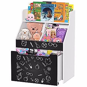Toy Storage Organizer Kids Bookshelf Rolling Toy Box for Boys Girls Play Room Bedroom
