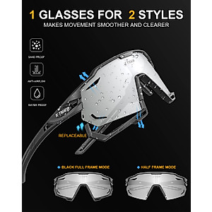 X-TIGER Polarized Cycling Glasses with 5 Interchangeable Lenses,MTB Biking Baseball Running Sports Sunglasses for Men Women