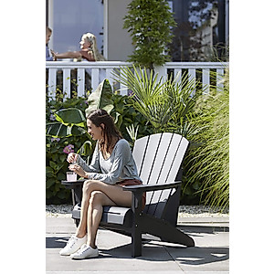 Keter Alpine Adirondack 2 Pack Resin Outdoor Furniture Patio Chairs with Cup Holder-Perfect for Beach, Pool, and Fire Pit Seating, Dark Grey