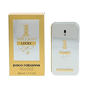 Paco Rabanne 1 Million Lucky Fragrance For Men - Earthy And Woody - Contains Notes Of Hazelnut, Greenplum And Cedar - Captivating And Addictive Warm Woods Scent - Edt Spray - 1.7 Oz