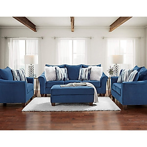 Roundhill Furniture Camero Fabric Pillowback Sofa, Navy Blue