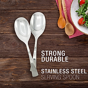 Large Buffet Serving Spoons - MIJIG Set of 2 Custom Designed Mirror-Polished Stainless-Steel Utensil Set for Homes, Hotels & Party Planners – Dinner Flatware Set with Exquisite Packaging