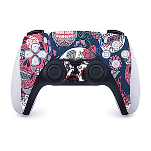 ITS A Skin Skins Compatible with Sony Playstation 5 Console Disc Edition - Protective Decal Overlay Stickers wrap Cover - Sugar Skulls Red Black Dia de Los