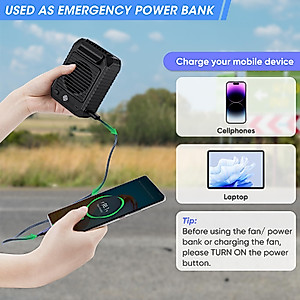 Portable Waist Clip Fan, 10000mAh Battery Powered Hands-free Cooling Body Fan with Max 24H Working Time & 3 Speeds 6500RPM Strong Airflow, Wearable Belt Personal Fan for Outdoor