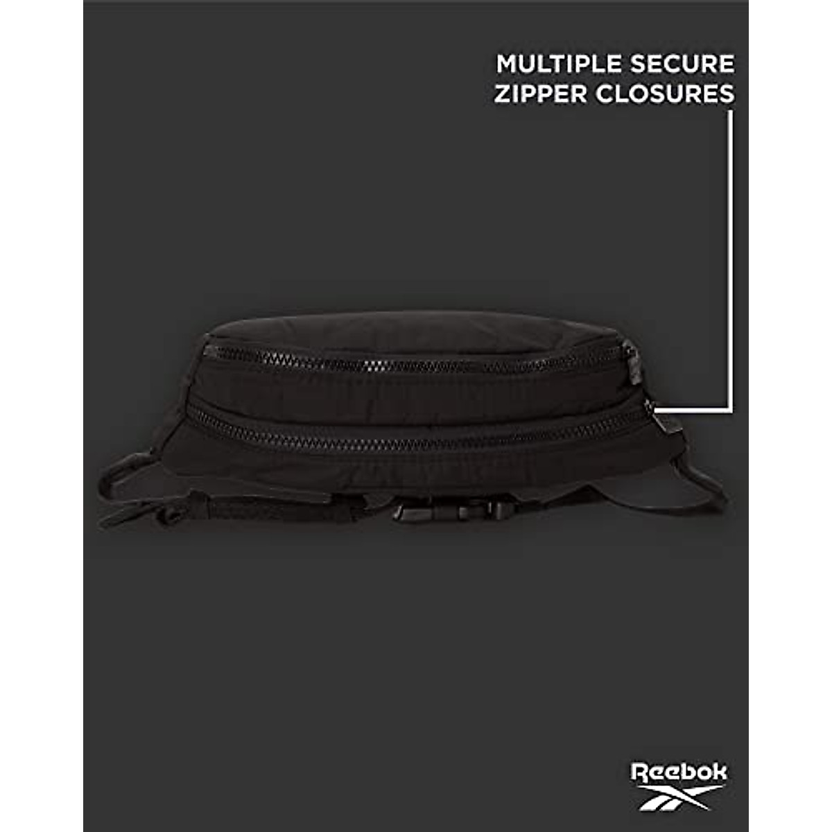 Reebok Women's Fanny Pack - Lightweight Waist Belt Bag - Crossbody Bag for Running, Hiking, Travel, Workouts, Black