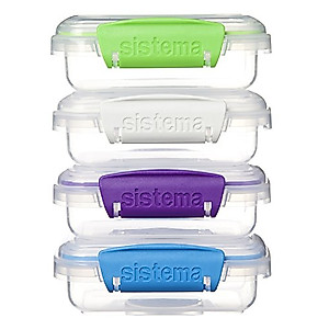 Sistema 61520 KLIP IT Accents Food Storage Container, 200 ml - Assorted Colours