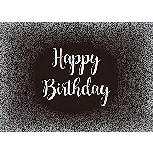 Black and Silver Happy Birthday Backdrop Grey Glitter Photography Background Men Women Adult Birthday Decoration Supplies 7x5FT