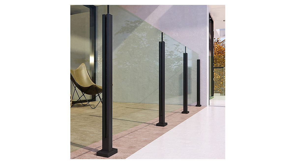 Glass Balustrade Corner Post - Stainless Steel Black Railing Post for ...