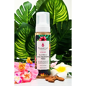 Flora & Curl Sweet Hibiscus Curl Volumizing Foam Botanical Volume Foam for Superior Body and Bounce 6.7 fluid-oz