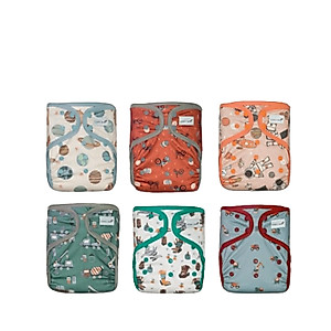 KaWaii Baby Happy Leak-Free Cloth Diaper Covers, Double Waterproof Layer Adjustable Reusable Diaper Cover Baby Boys 8-36 pounds, Pack of 6